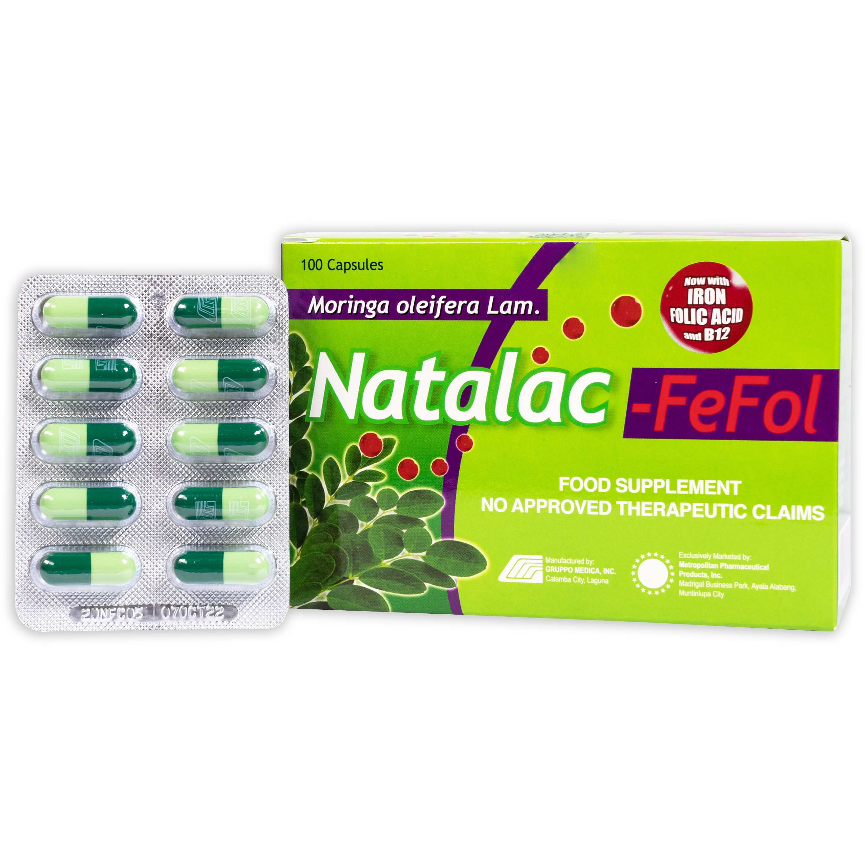 NATALAC FEFOL Moringa Oleifera Lam. Leaf / Iron / Folic Acid / Vitamin ...